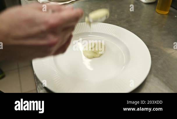 Process of Preparation of Meat Dishes by Chef Cook at Restaurant ...