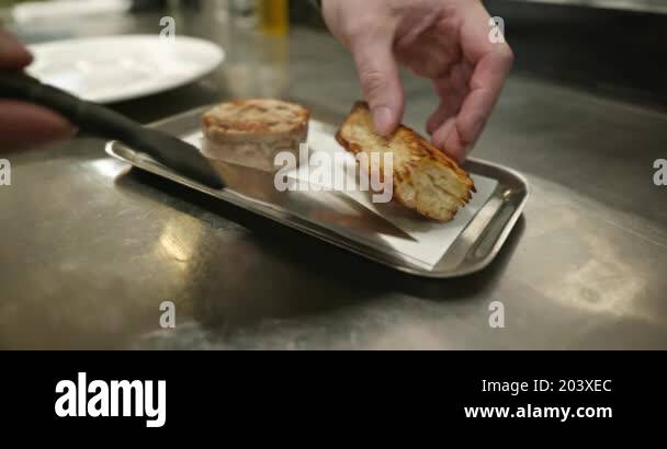 Process of Preparation of Meat Dishes by Chef Cook at Restaurant ...
