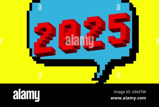 2025 pixelated number animation with geometric graphic background ...