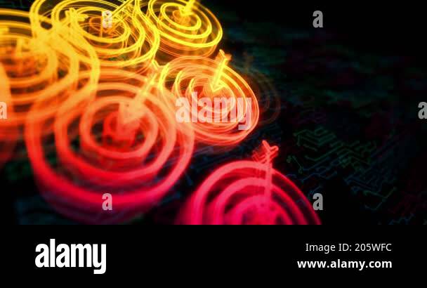 Target business strategy and success motivation hologram symbol appears ...