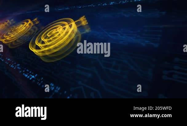 Target business strategy and success motivation hologram symbol appears ...