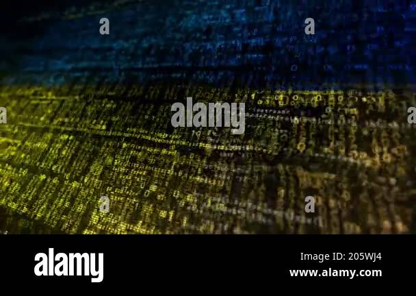 Ukraine USA flag waving secure code. Ukrainian blowing banner cyber ...