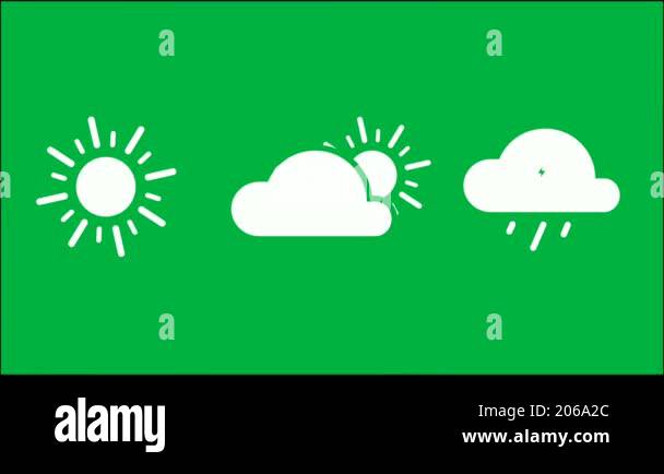 unny weather animation rotating cloudy weather and thunder rain clouds ...