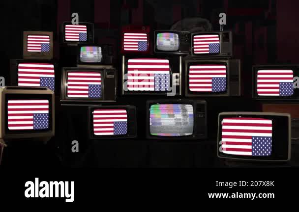 Retro TV Display with Upside-Down US Flag as a Protest Symbol - 4K ...