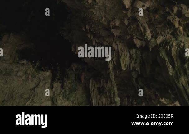Natural Cave with Minerals and Dark Grotto. Stone Cave with Stalactites ...