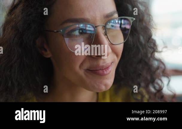 Close up face Arabian Indian Hispanic Latina woman female girl student ...