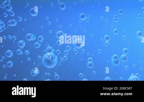 Seamless VJ loop background with transparent bubbles in light blue ...