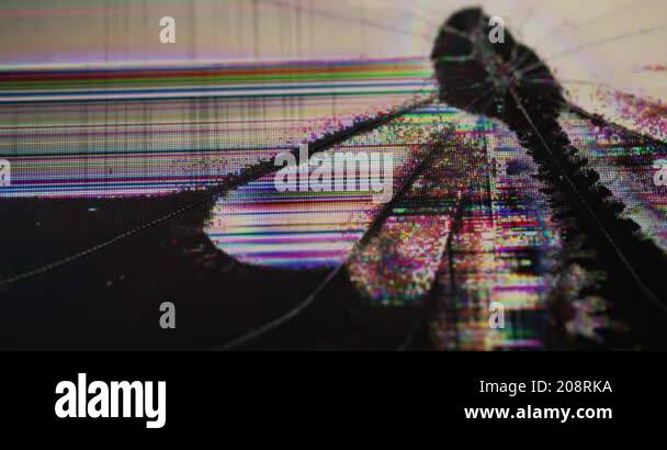Damage screen. Monitor problem. Glitch broken glass texture overlay on ...