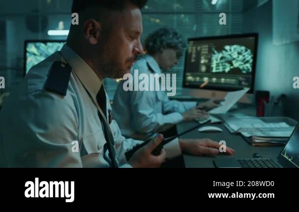 Medium closeup of agitated Caucasian male military intelligence ...