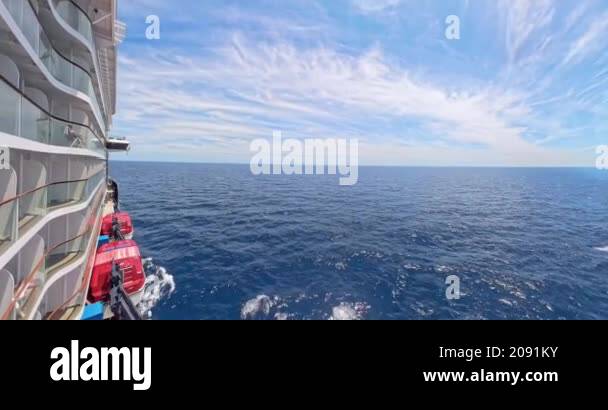 Panoramic view of the sea from a moving cruise ship, capturing the vast ...
