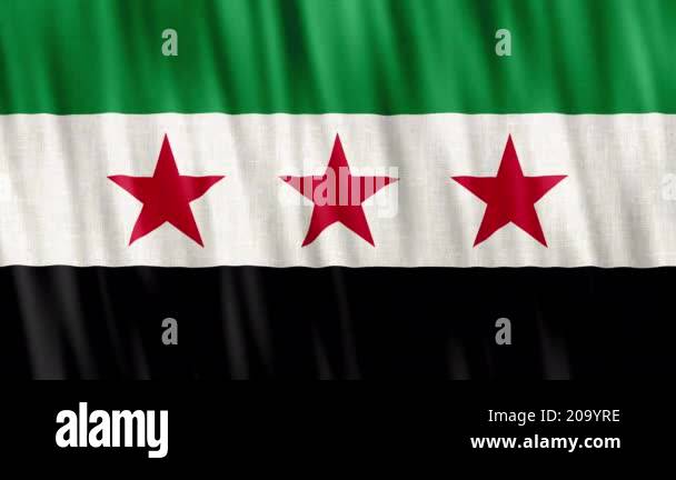 New National Flag Of Syria - Wavy Syria Flag. Close-up front view. High ...