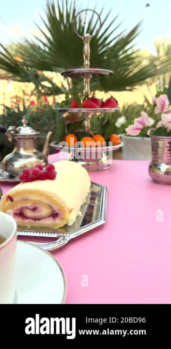 Overly polished cake dessert roll with artificial presentation, forced ...