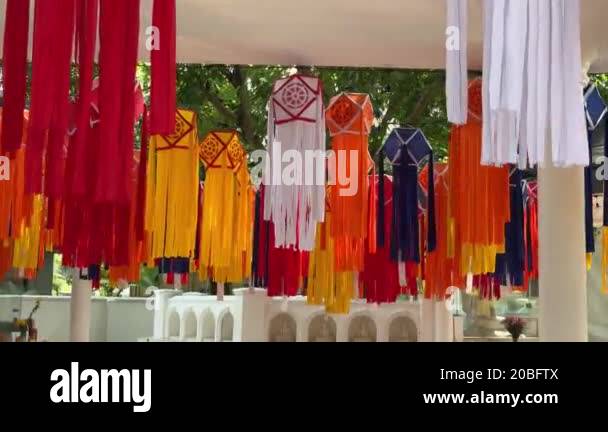 Colorful traditional Indian lanterns at Buddhist Maha Vihara temple in ...