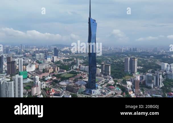 Aerial view of Merdeka 118 skyscraper in Kuala Lumpur metropolis ...