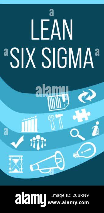 Lean Six Sigma concept animation with text and business related symbols ...