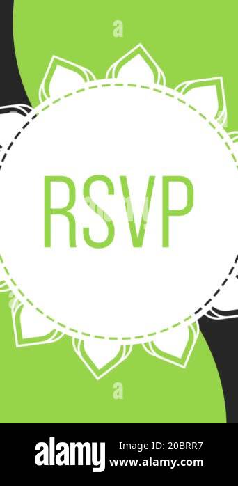 RSVP text written over vertical animated background with green moving ...