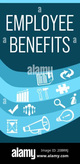 Employee Benefits concept animation with text and business related ...