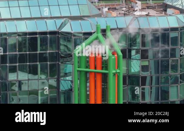 Steam Vapour Boiler Chimney Pipe Flue Building Complex Heating System ...