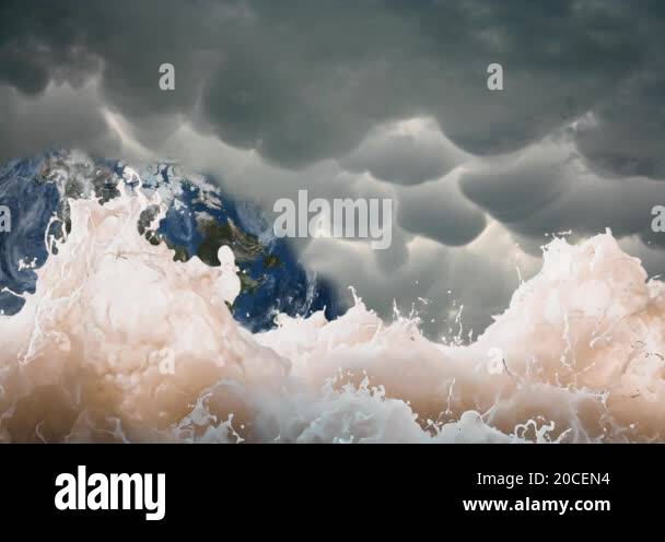 CLIMAT CHANGE EARTH FLOODED WITH WATER Stock Video Footage - Alamy