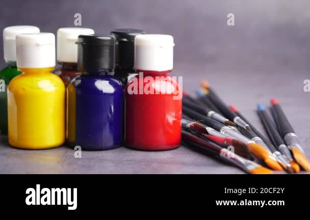 Colorful acrylic paints along with brushes are perfect for both artists ...