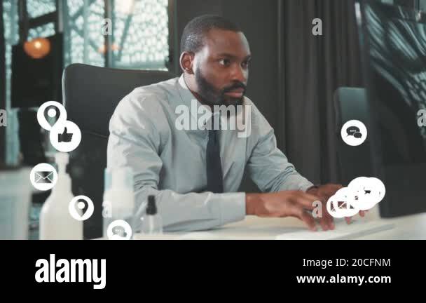 NEW YORK - March, 28, 2020: African american entrepreneur working on ...