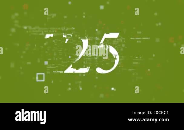 Digital countdown numbers on a green technological space background ...