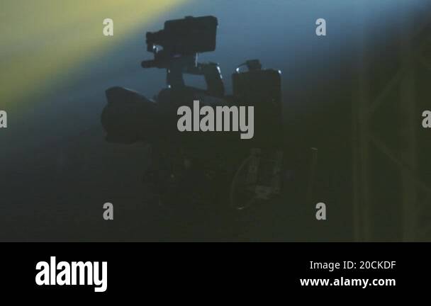 Close up view of professional digital video television camera in ...