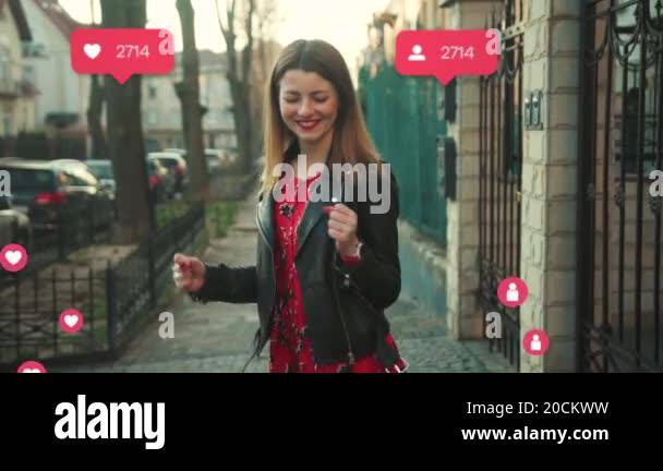 NEW YORK - April 5, 2019: Funny Attractive Dancing Woman Dances ...