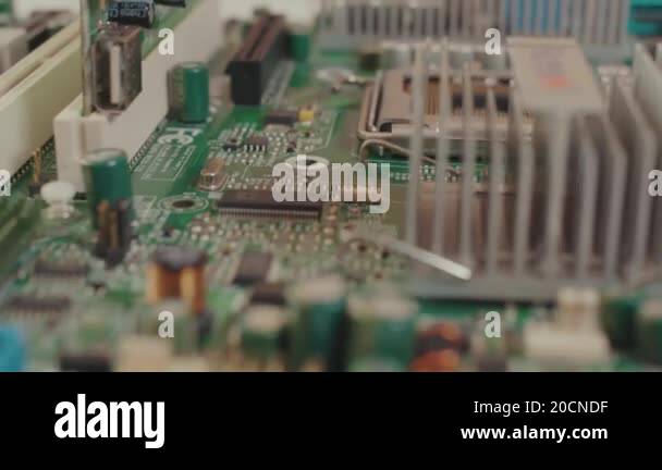 NEW YORK - May 19, 2019: Macro shot of electronic hardware circuit ...