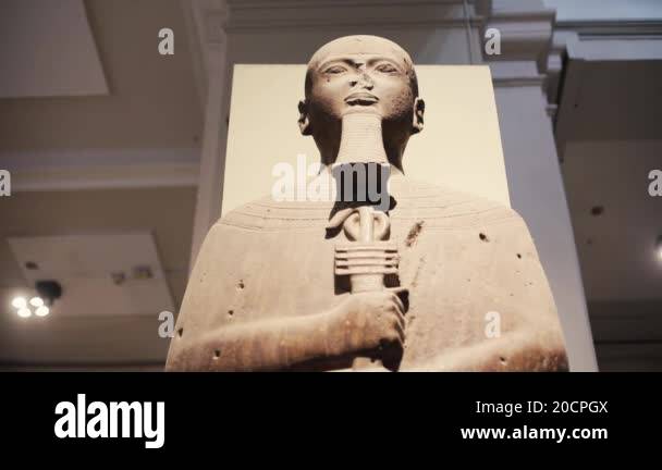 Egyptian statue inside the museum sculpture background vintage face art ...