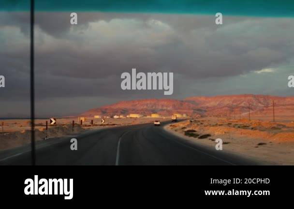 CAIRO, EGYPT - 5 January 2017: Shooting the road to the desert ancient ...