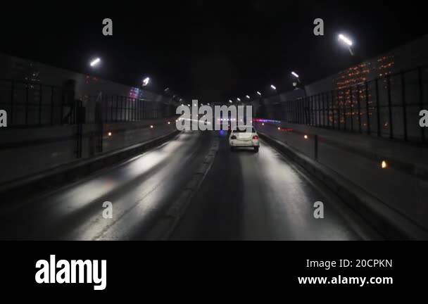 CAIRO, EGYPT - 5 January 2017: Night time lapse of rush hour traffic in ...