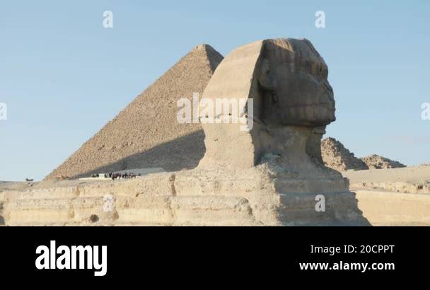 GIZA, EGYPT - 5 January 2017: Famous ancient Sphinx and Cheops pyramid ...