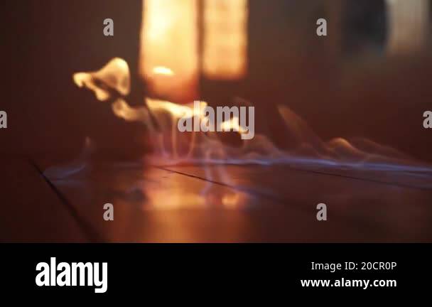 Flames move across a concert floor fire floor exterior night smoke ...