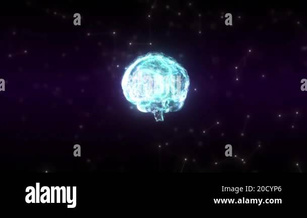3d Animation Render of Flying Inside Digital Brain. Abstraction of Artificial Intelligence ...