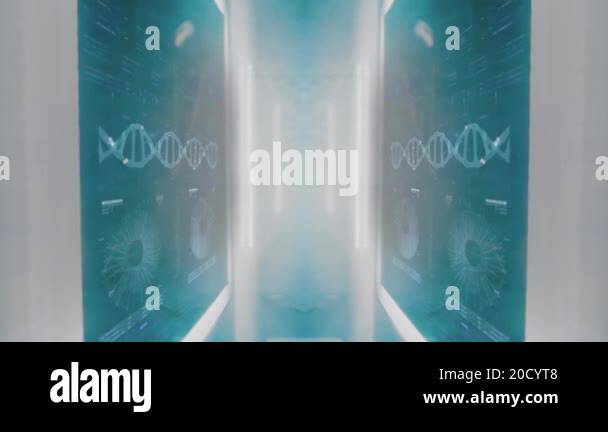Futuristic Robot is Activated with Hologram Panel Scanning. Touch ...