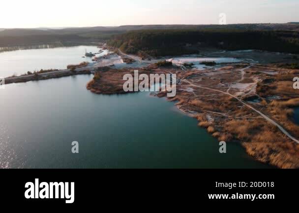 Picturesque rural landscape from flying drone. Aerial copter views of ...