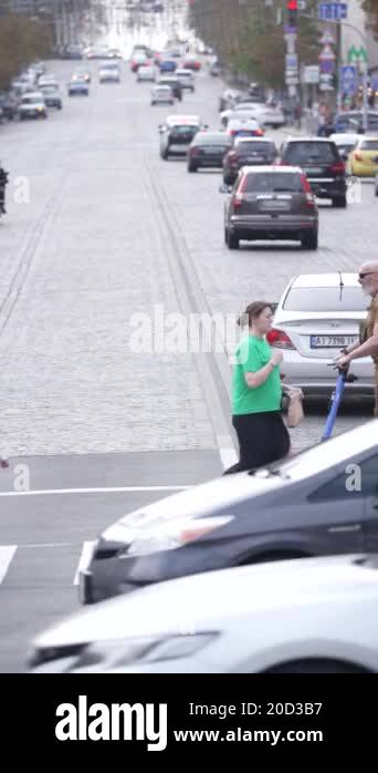 KYIV, UKRAINE OCTOBER 21, 2024 : Vertical video of a crowd of people on ...