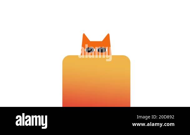 Animation of blocky orange cat with large, round eyes peeking over a ...