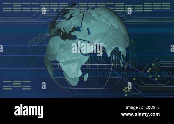 Digital Globe With Binary Coding Showing Global Network Animation Technology Cyber Data
