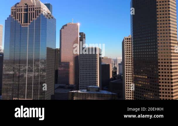 Aerial view of Houstons downtown skyline at dawn highlights stunning ...