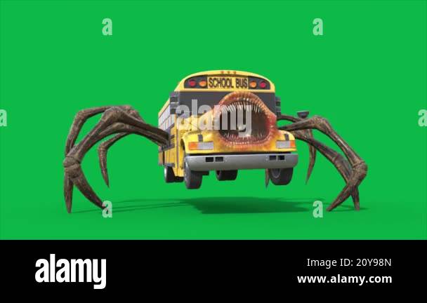 Green Screen School Bus Eater Monster Loop 3D Animations SCP Rendering ...