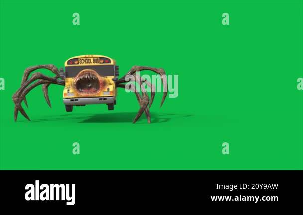 Green Screen School Bus Eater Monster, Big Mouth, Scary, 3D Animations ...