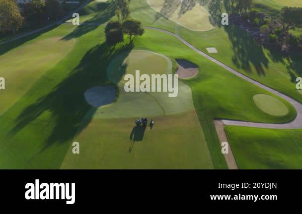 Aerial 4k. This video shows a stunning aerial view of a beautiful golf ...