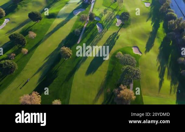 Aerial 4k. This video shows a stunning aerial view of a beautiful golf ...