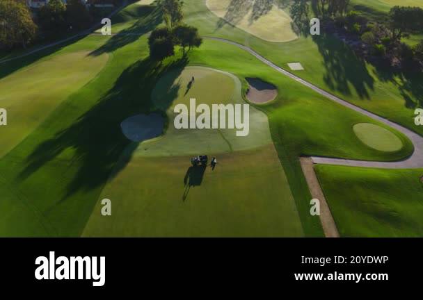 Aerial 4k. This video shows a stunning aerial view of a beautiful golf ...