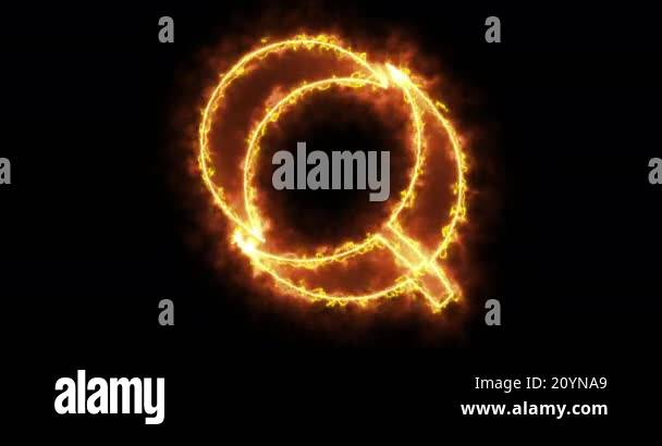 4K fire Q alphabet on black background. Q alphabet on black background ...