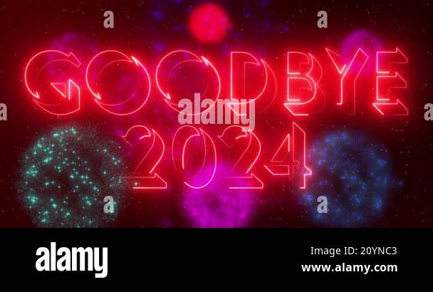 4K Goodbye 2024 welcome 2025 text cool neon animation for banner ...