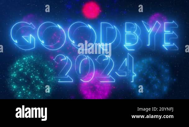 4K Goodbye 2024 welcome 2025 text cool neon animation for banner ...