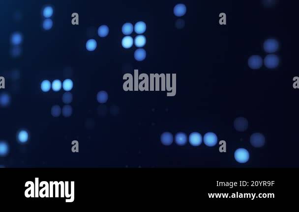 Bright blue shiny glowing halftone dots on dark digital abstract ...